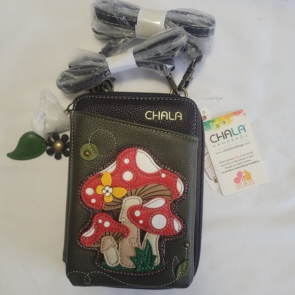 Chala | Bags | Nwt Chala Wallet Crossbody Olive Wmushroom Design ...